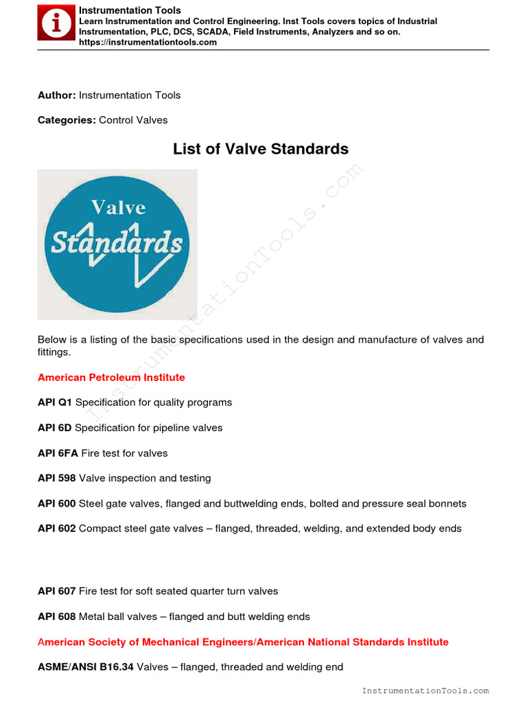 Valve Standards | PDF | Valve | Pipe (Fluid Conveyance)