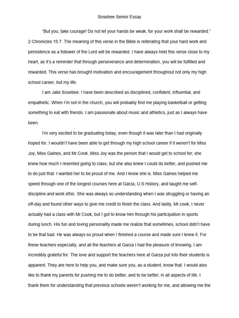 Sosebee - Senior Essay 1 | PDF