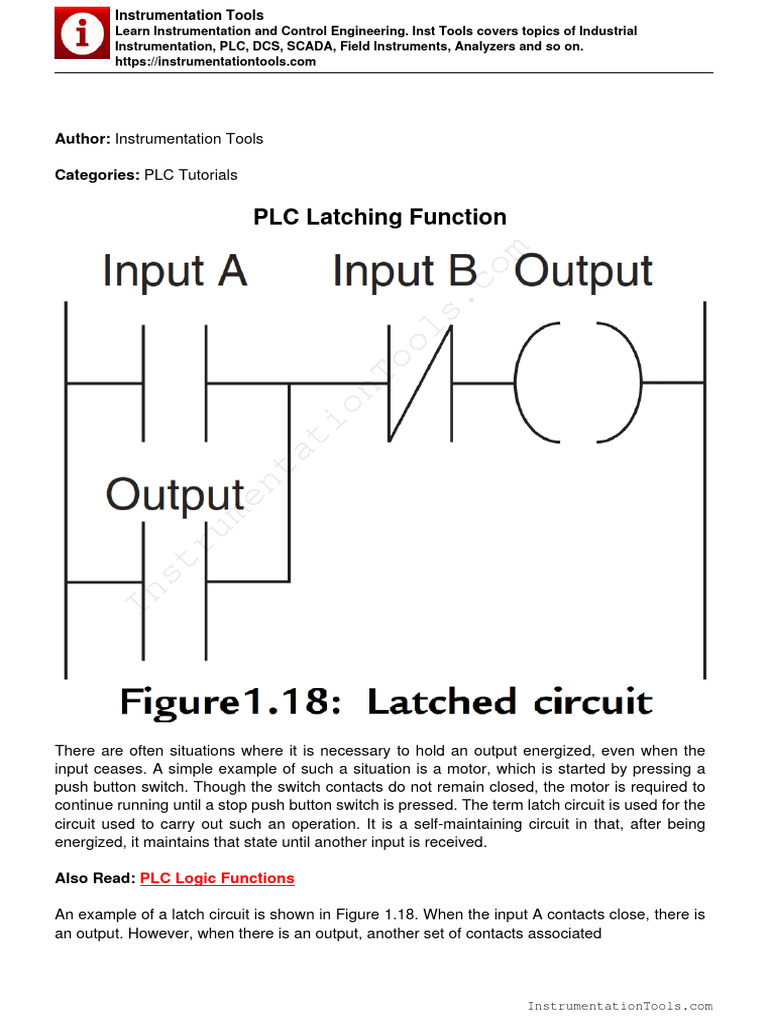 Plc Latching Function Download Free Pdf Programmable Logic