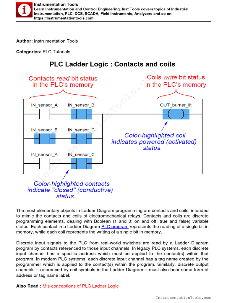 Ladder Logic Contacts and Coils | PDF | Programmable Logic Controller | Switch