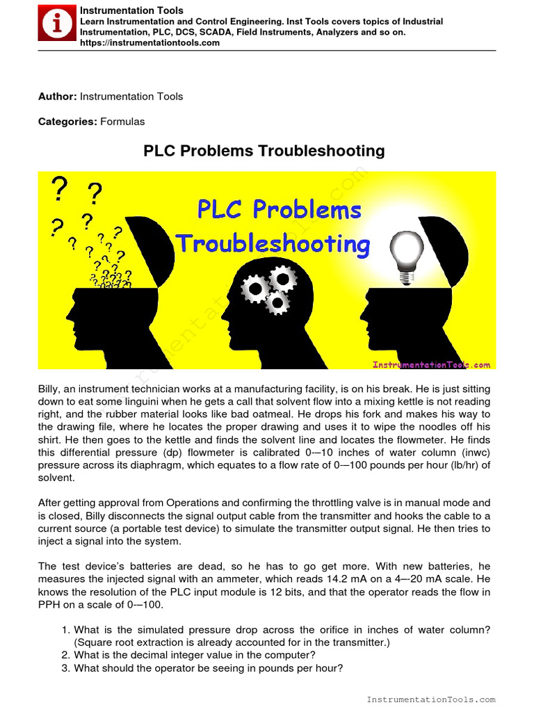 Plc Troubleshooting Pdf Programmable Logic Controller Instrumentation