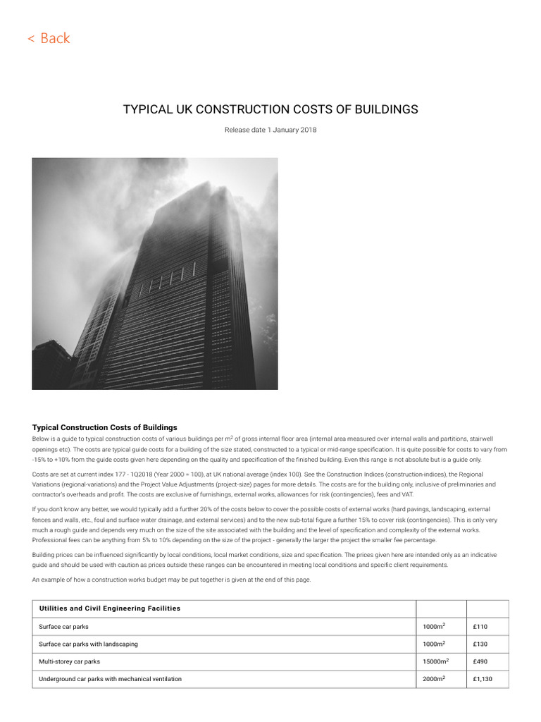 UK - Average Building Cost Per Square Meter 2018 - Statistic | PDF ...