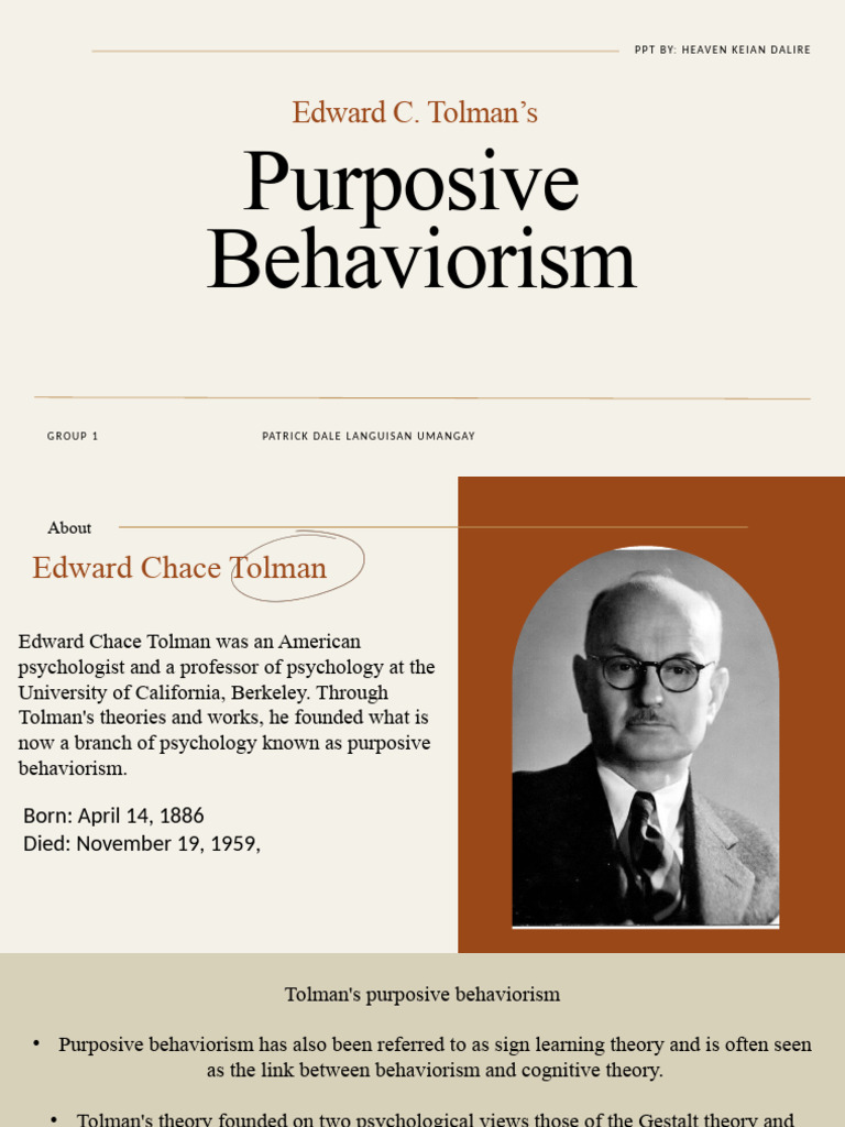 Purposive Behaviorism: Edward C. Tolman's | PDF | Learning ...