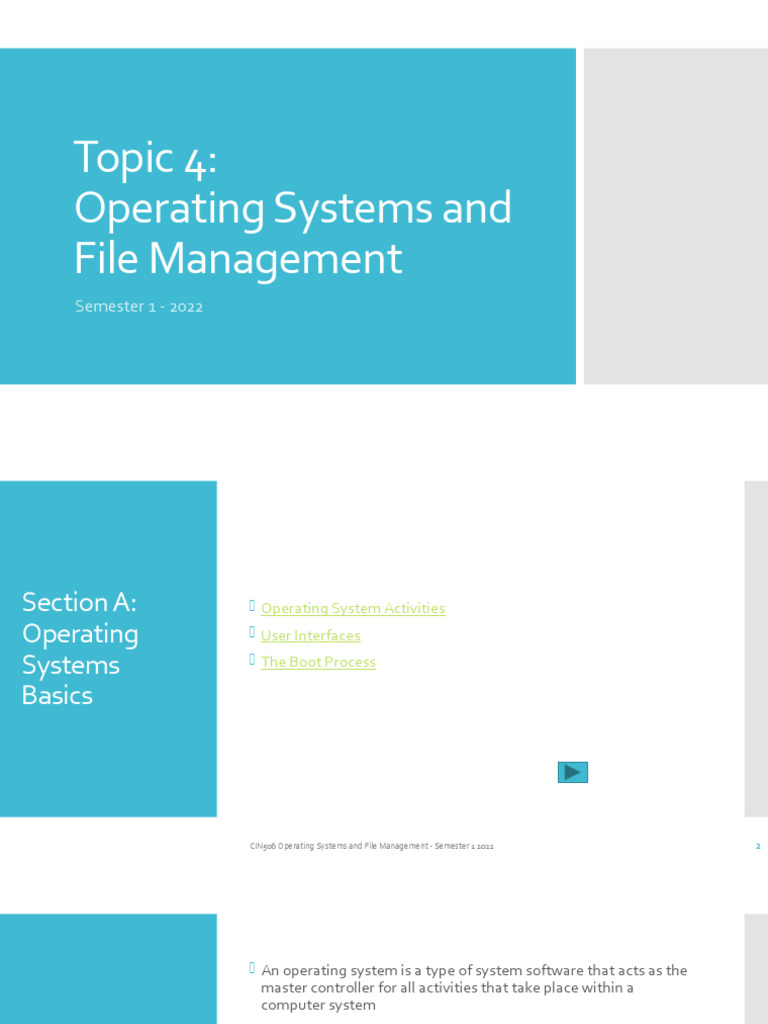 Topic 4 Operating Systems and File Management | PDF | Computer File | Operating System