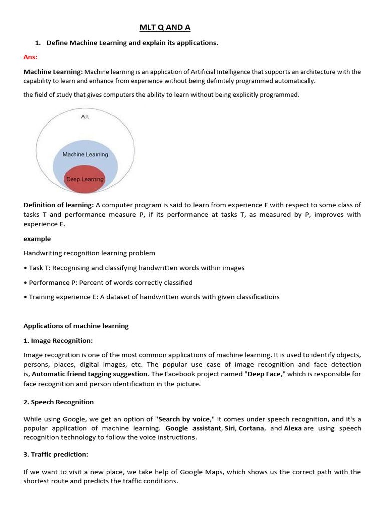MLT Q AND A | PDF | Machine Learning | Cognitive Science