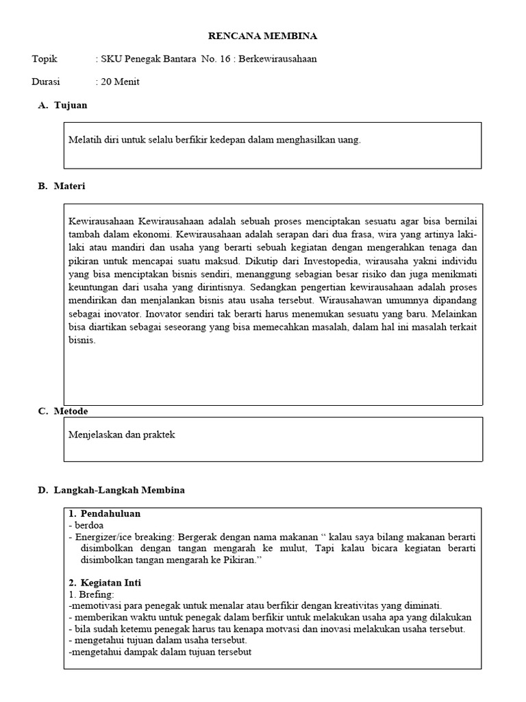 04 - Mabida - Sugianto - Rencana Membina | PDF