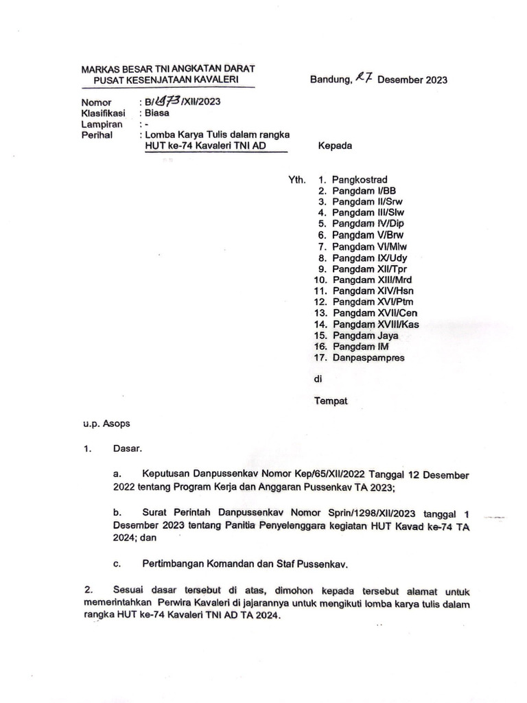 Surat B Lomba Karya Tulis Dalam Rangka H Pdf