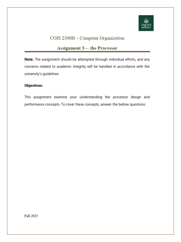 Assignment 3 With Solution | PDF | Central Processing Unit | Computing