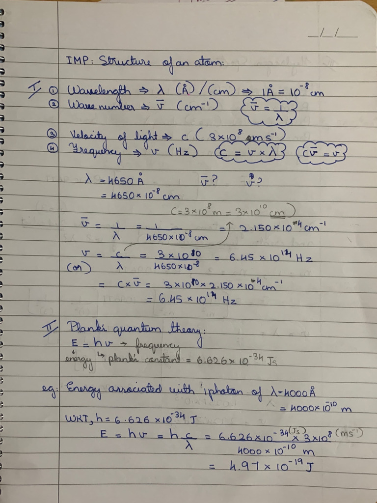 Structure of Atom Numericals | PDF