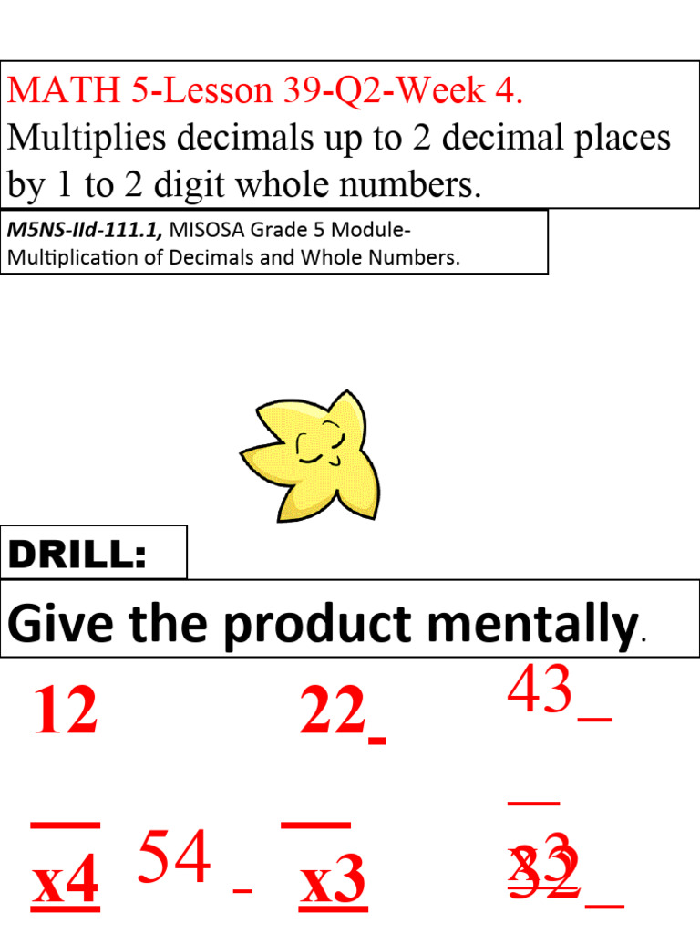 Lesson 39 Multiplies Decimals Up To 2 Decimal Places by 1 To 2 Digit ...