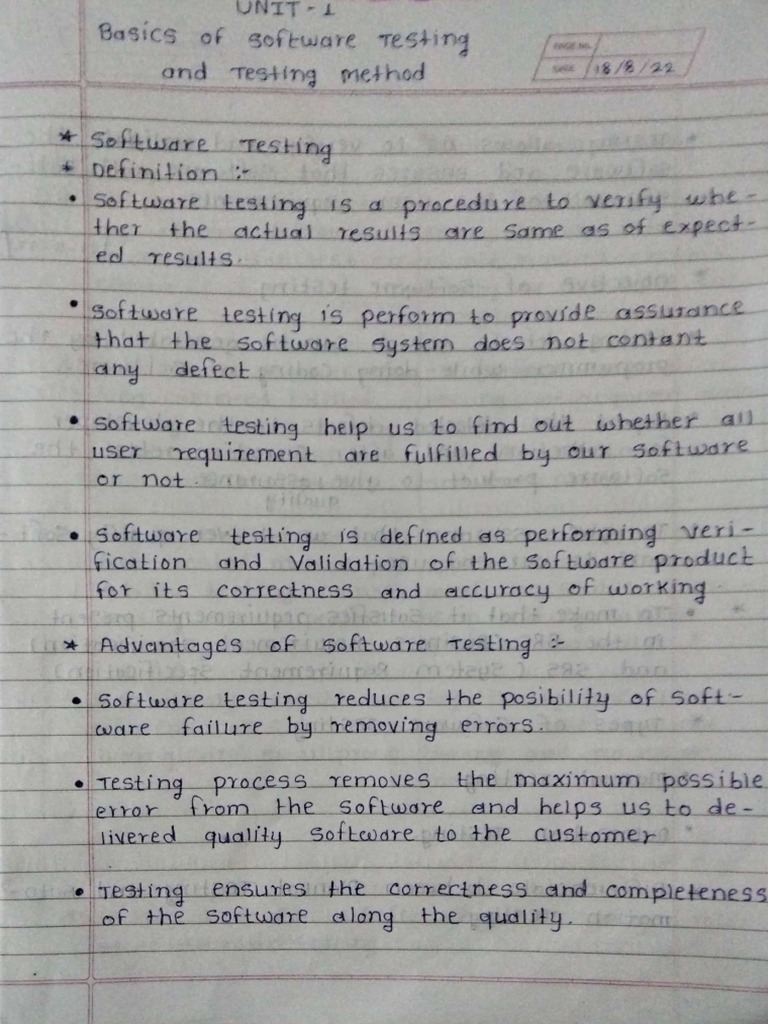 Unit - 1 (Basics of Software Testing & Testing Methods | PDF