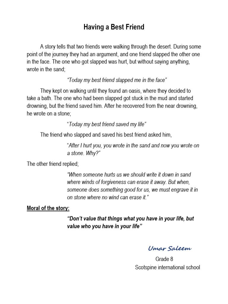 Having A Best Friend by Umar Saleem | PDF