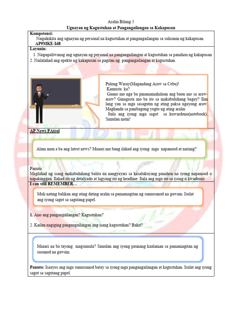 Activity Sheet G9 1st ARALIN 5 | PDF