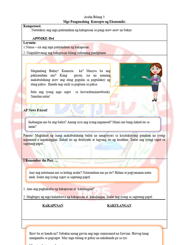 Activity Sheet G9 1st ARALIN 3 | PDF