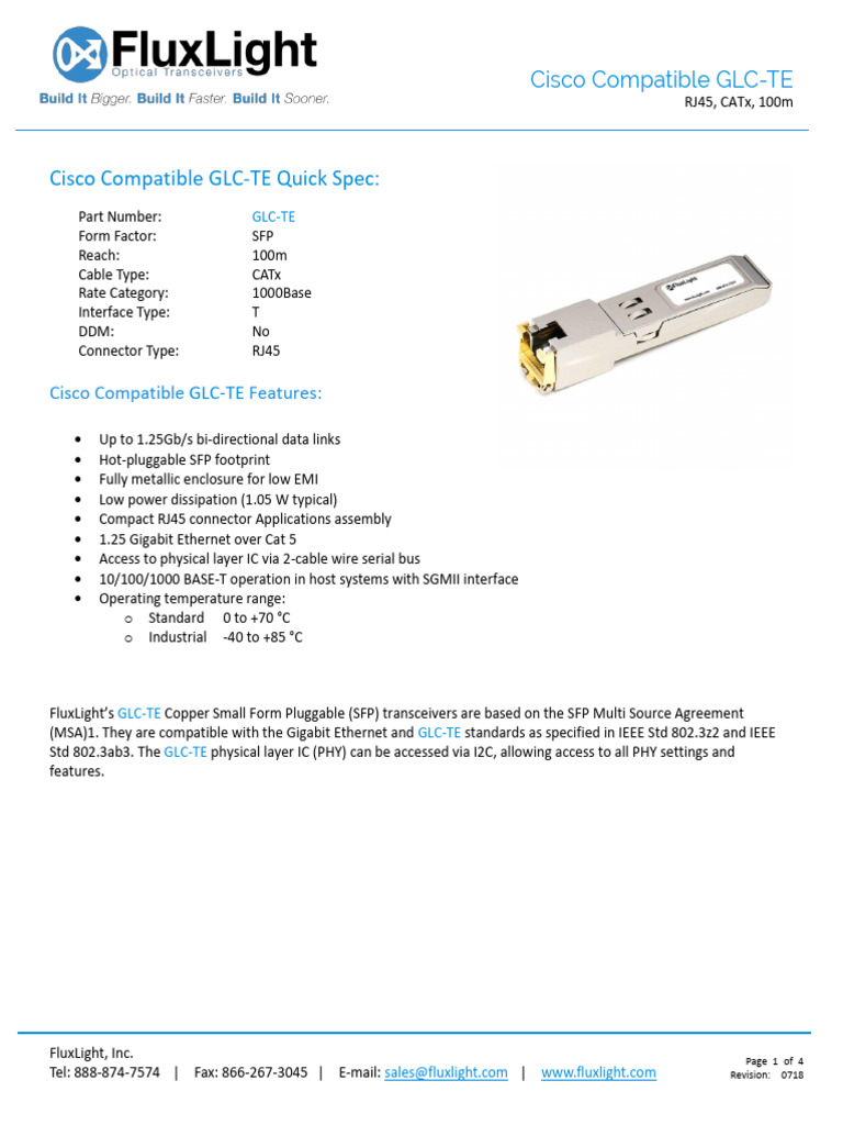 Cisco GLC-TE Datasheet | PDF