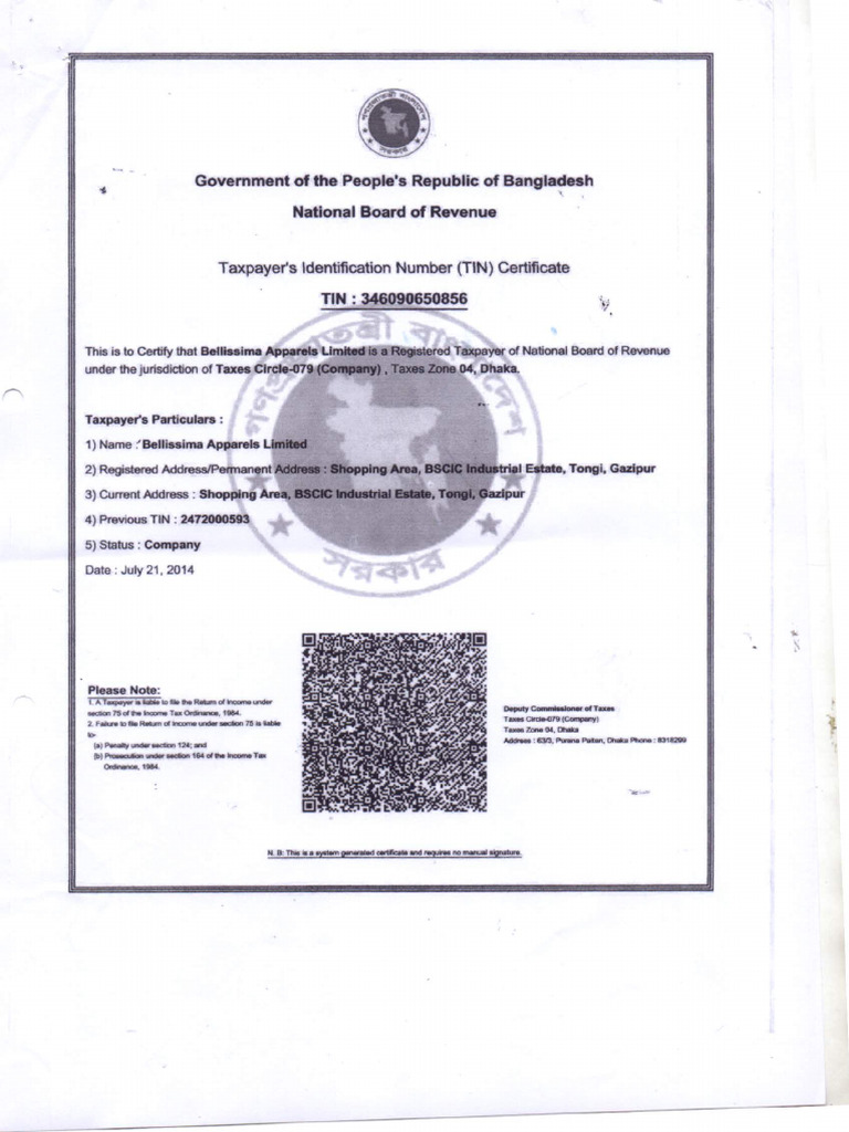 Tin Certificate | PDF