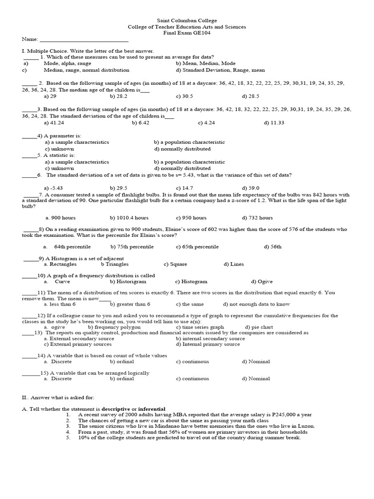 Ge 104 Finalexam Now | PDF