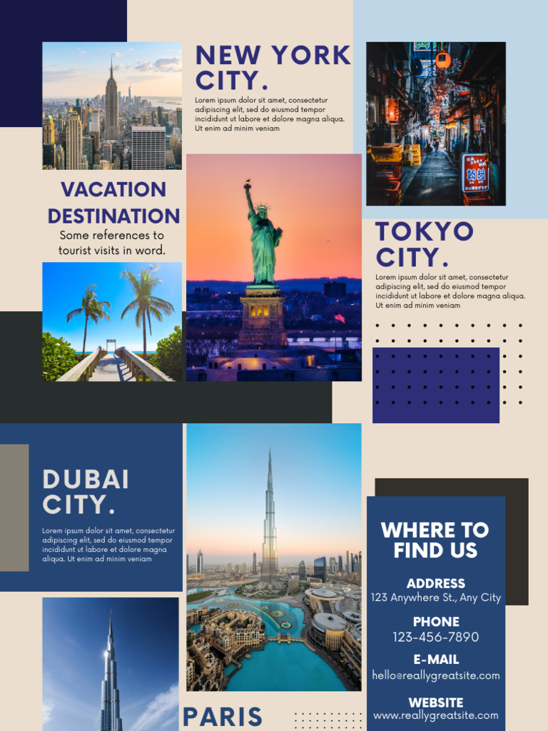 Blue Pastel Bold Vacation Destination Brochure | PDF