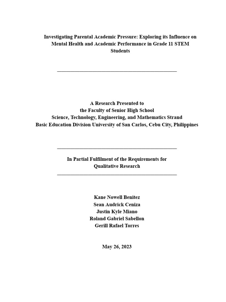 RES01 Research Proposal Manuscript FINAL | PDF | Methodology | Mental Health