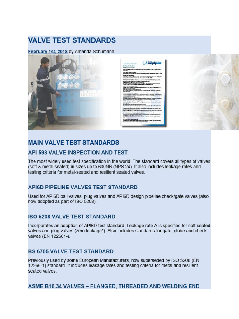 Valve Test Standards | PDF