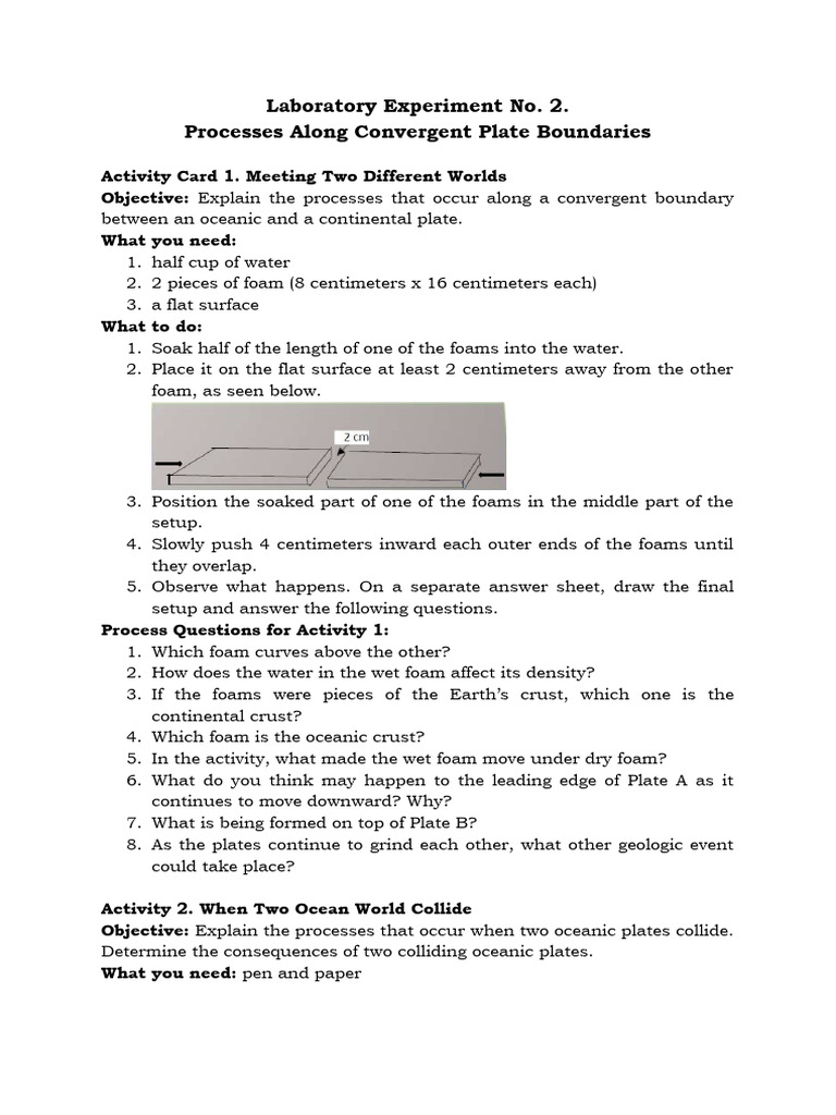 Laboratory Experiment No. 2 Processes Along Plate Boundaries | PDF