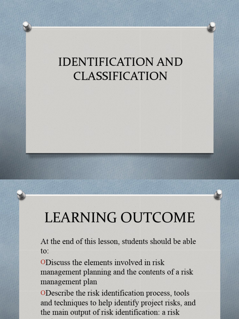 Lesson 3 Risk Identification and Classification | PDF | Risk | Risk ...