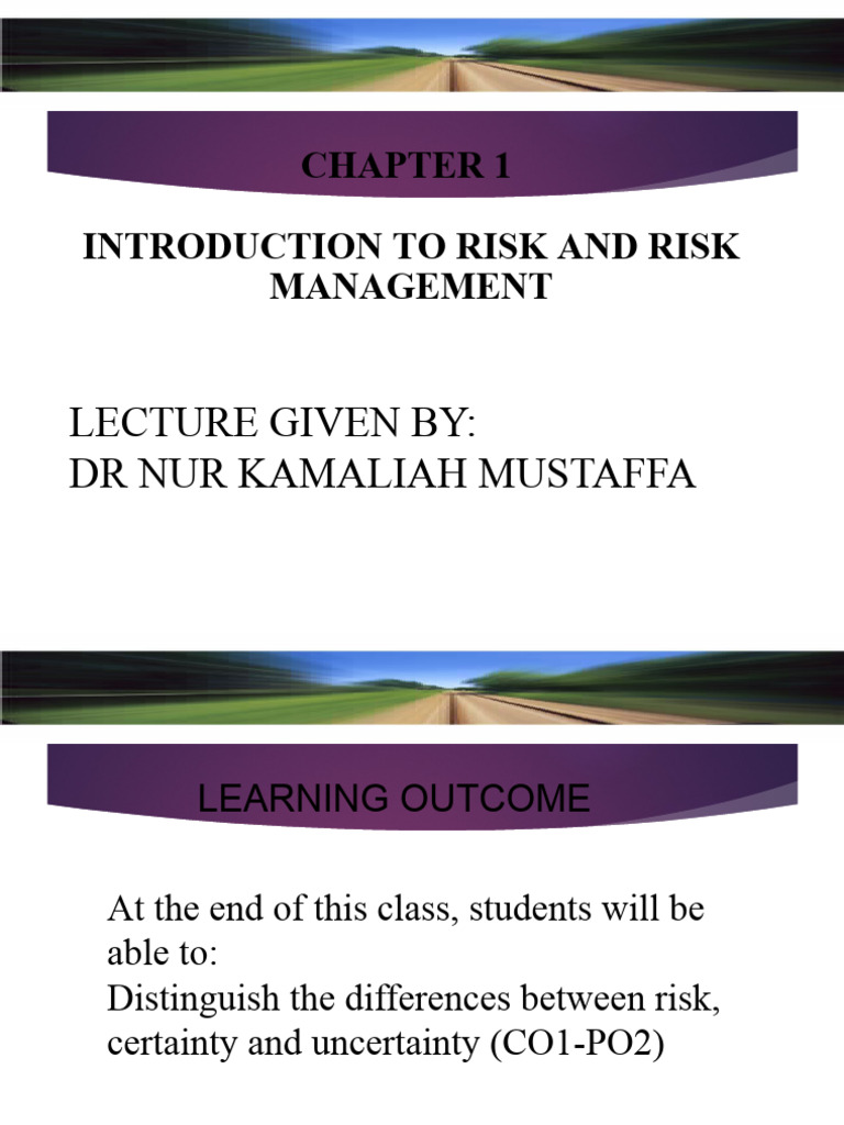 Lesson 1 Introduction To Risk | PDF | Risk | Hazards