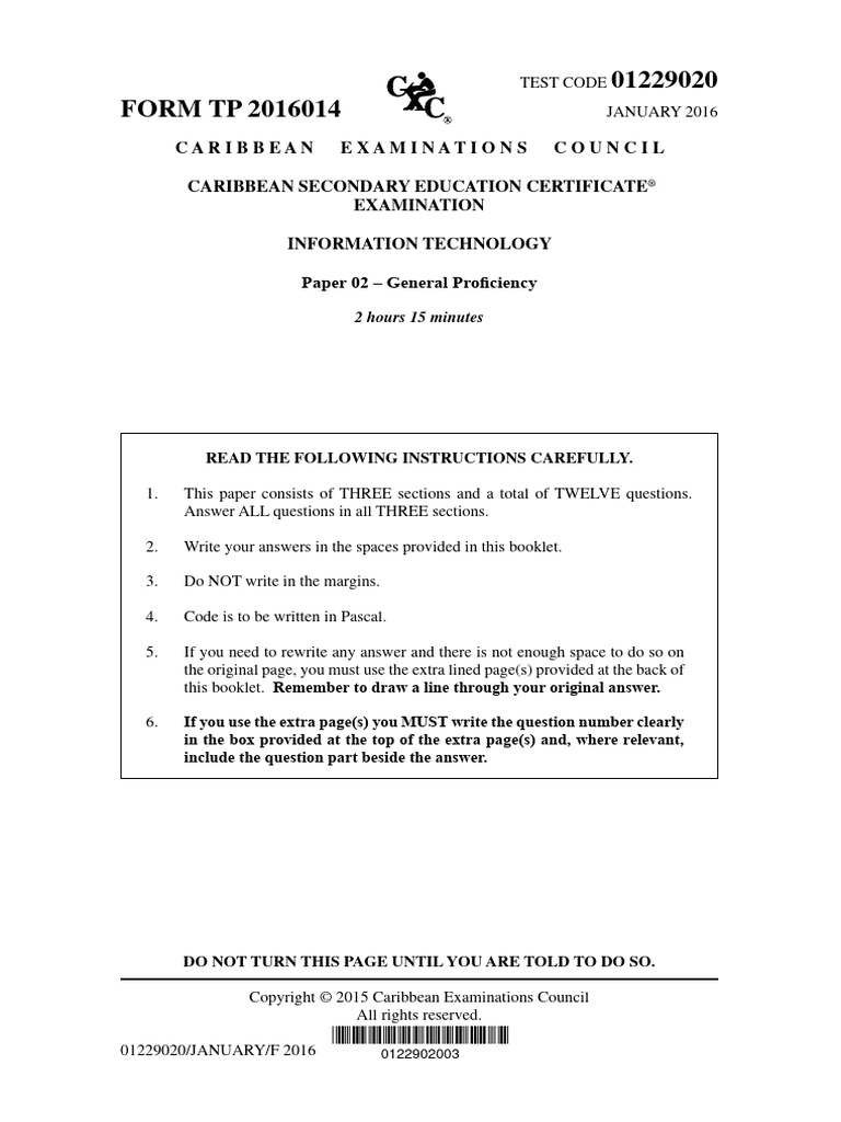 CSEC Information Technology January 2016 P02 | PDF | Internet | File ...