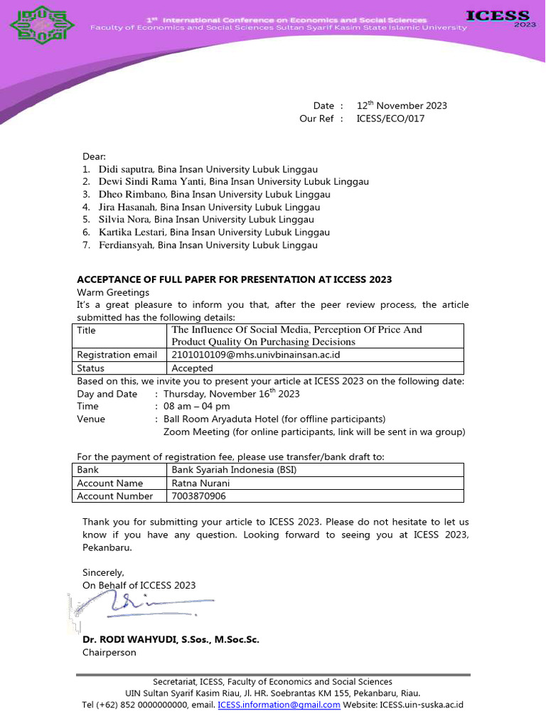 Latter of Accepted ICESS ECO-017 | PDF