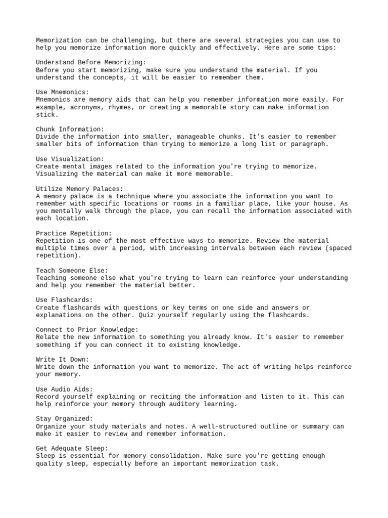 How To Memorize Fast | PDF | Memory | Flashcard