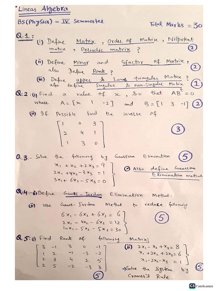 Linear Algebra (BS Physics) | PDF