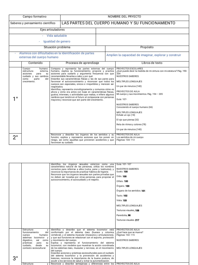 Proyecto EL CUERPO HUMANO - IMPRIMIR | PDF