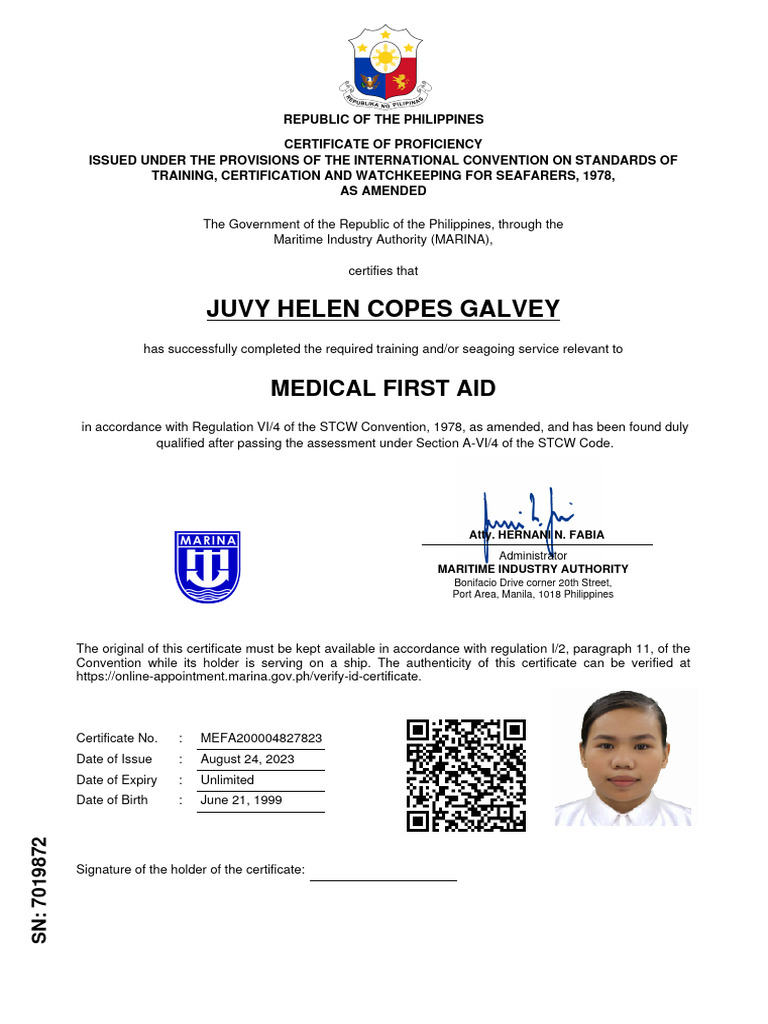Juvy Helen Copes Galvey: Medical First Aid | PDF
