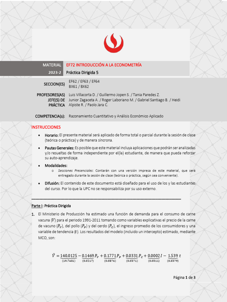 Material: Ef72 Introducción A La Econometría | PDF | Multicolinealidad | Matemáticas Aplicadas