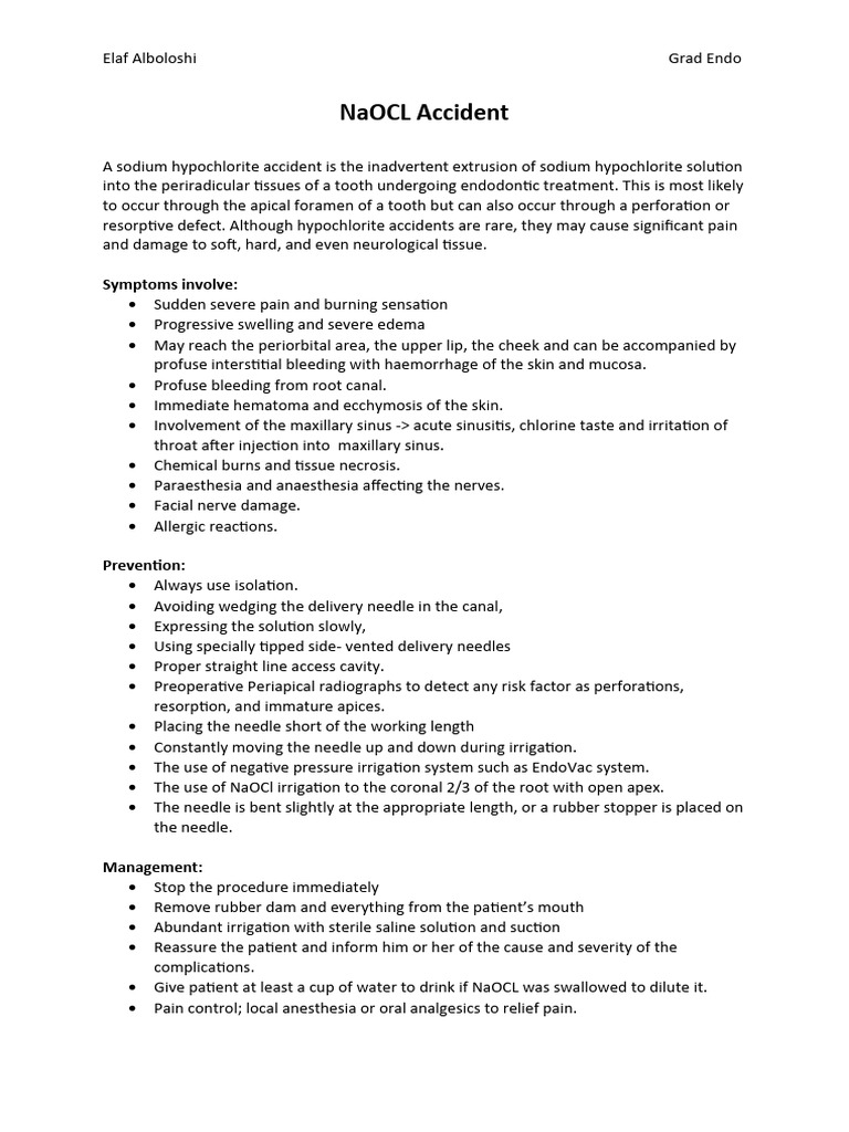NaOCL Accident | PDF | Clinical Medicine | Medical Specialties