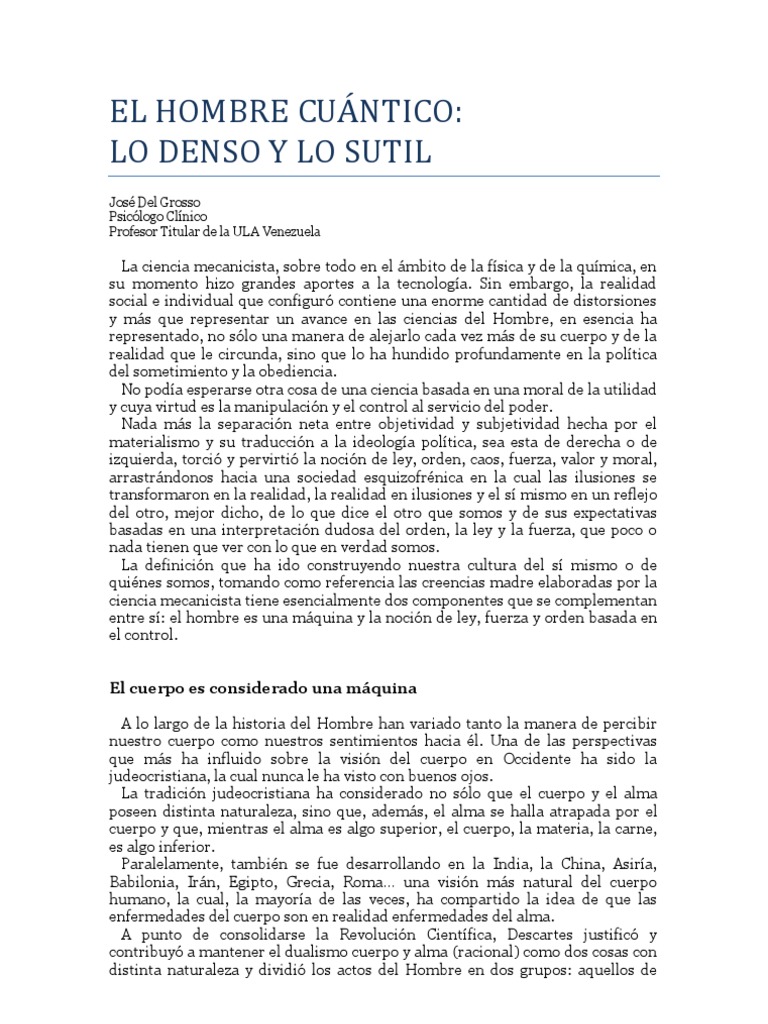 El Hombre Cuántico Lo Denso y Lo Sutil | Descargar gratis PDF | Qi ...