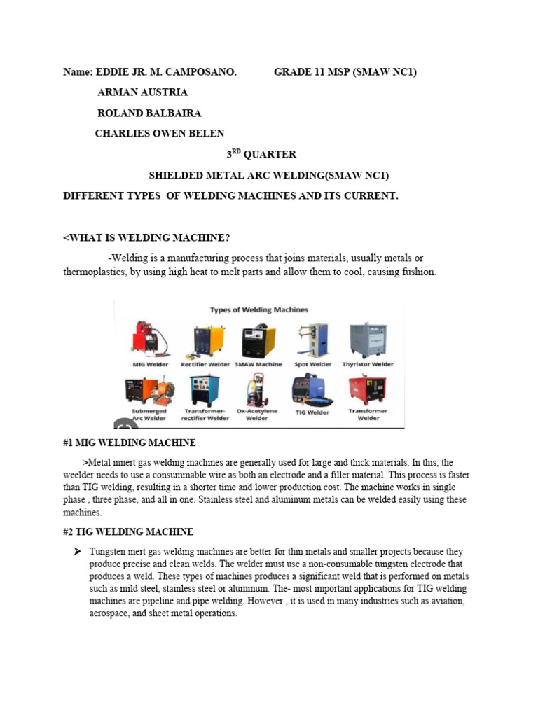 SMAW,_Welding_Machines | PDF