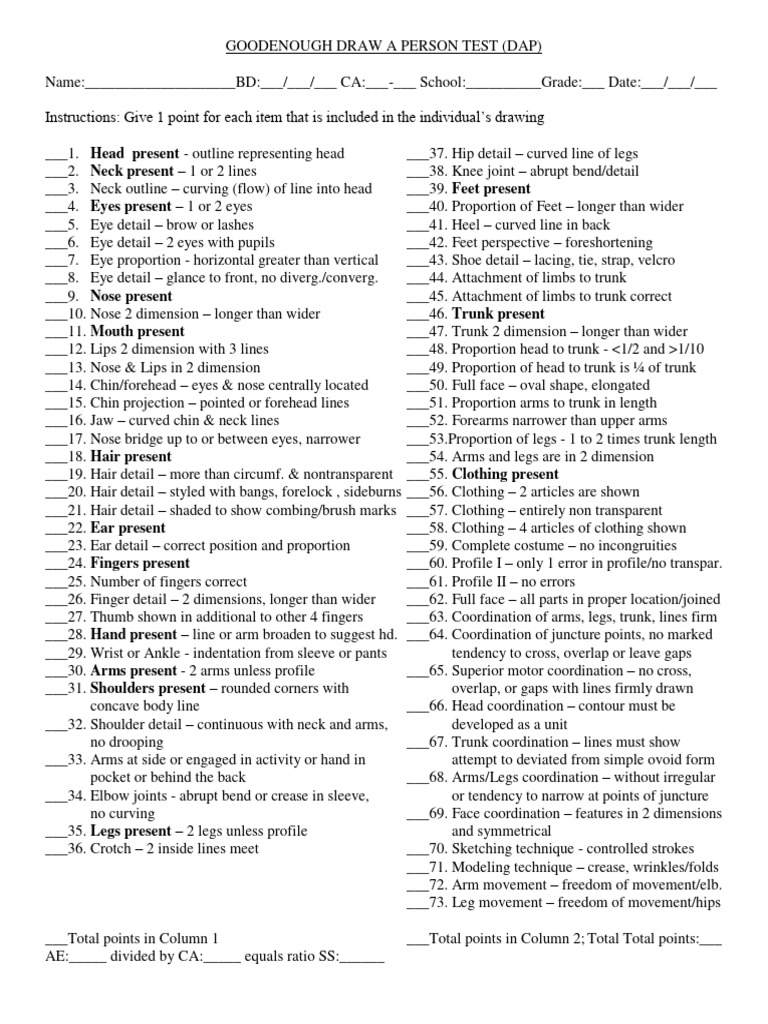 Goodenough Draw A Person Test | PDF | Hand | Arm
