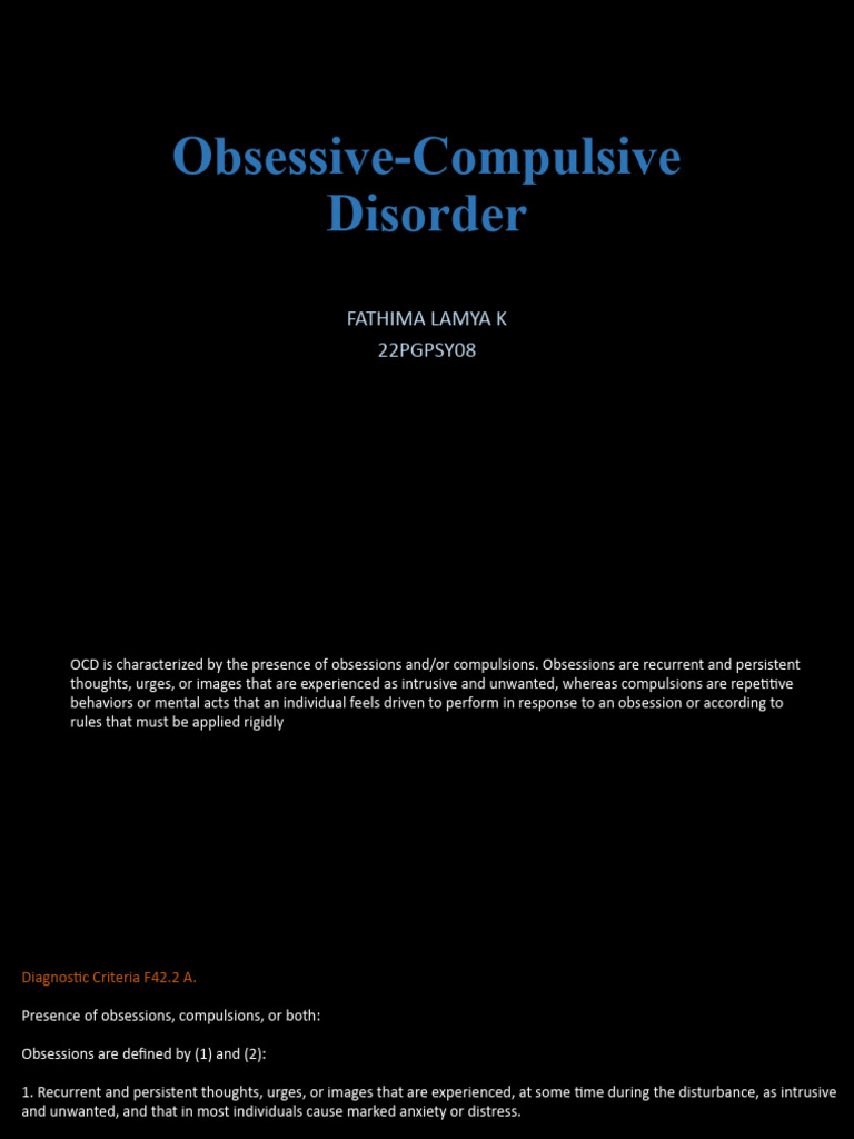 OCDD | PDF | Obsessive–Compulsive Disorder | Mental Disorder