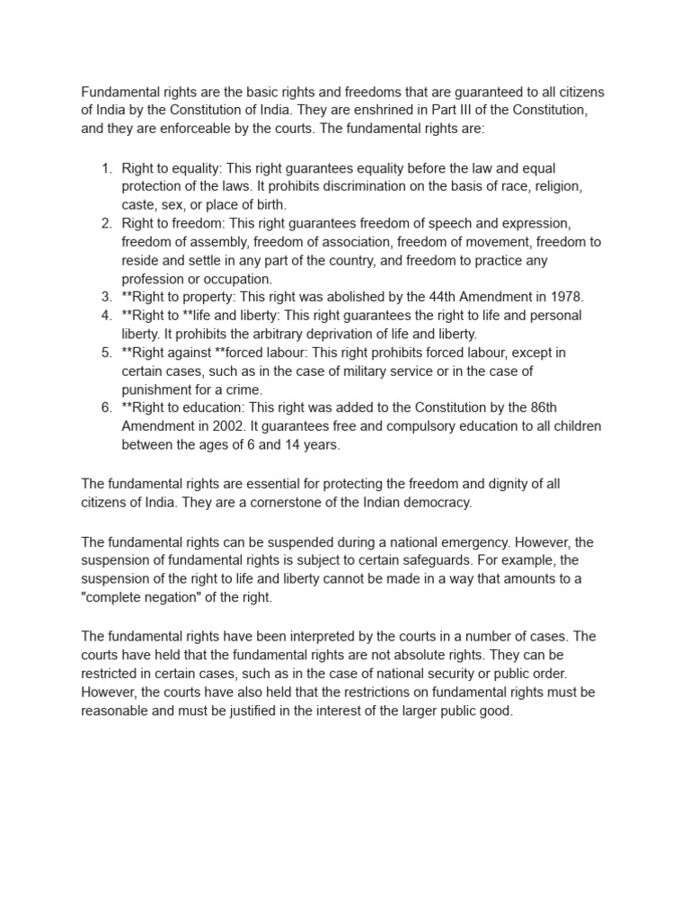 Fundamental Rights | PDF