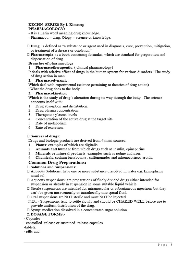 Pharmacology Kechn Notes 2 1 | PDF | Tablet (Pharmacy) | Injection ...