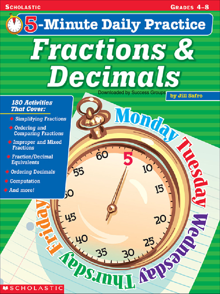 5 Minites Practice Fractions Decimals Grades 4 8 Scholastic | PDF ...