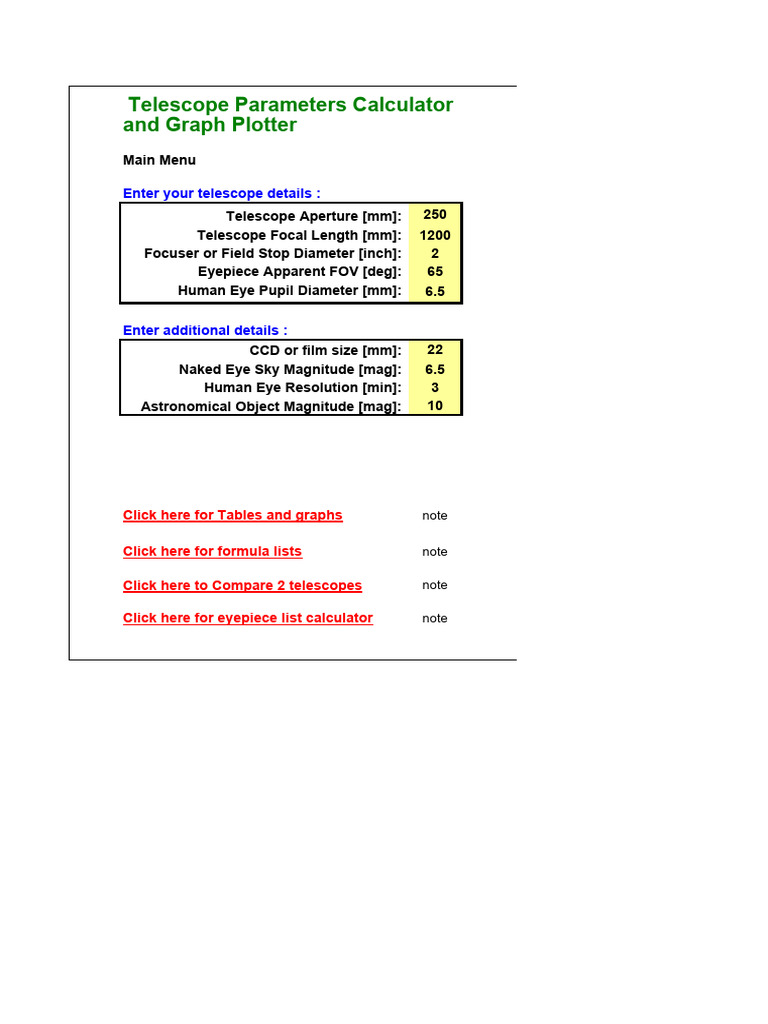 Telescope Calculator | PDF