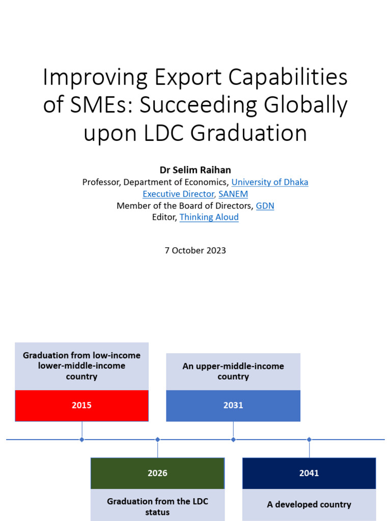 Improving Export Capabilities of SMEs - Selim Raihan | PDF
