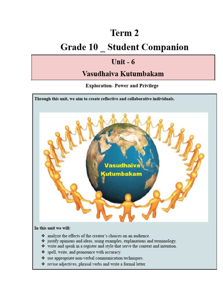 Term 2 Grade 10 - Student Companion: Unit - 6 Vasudhaiva Kutumbakam | PDF | Poland | Immigration