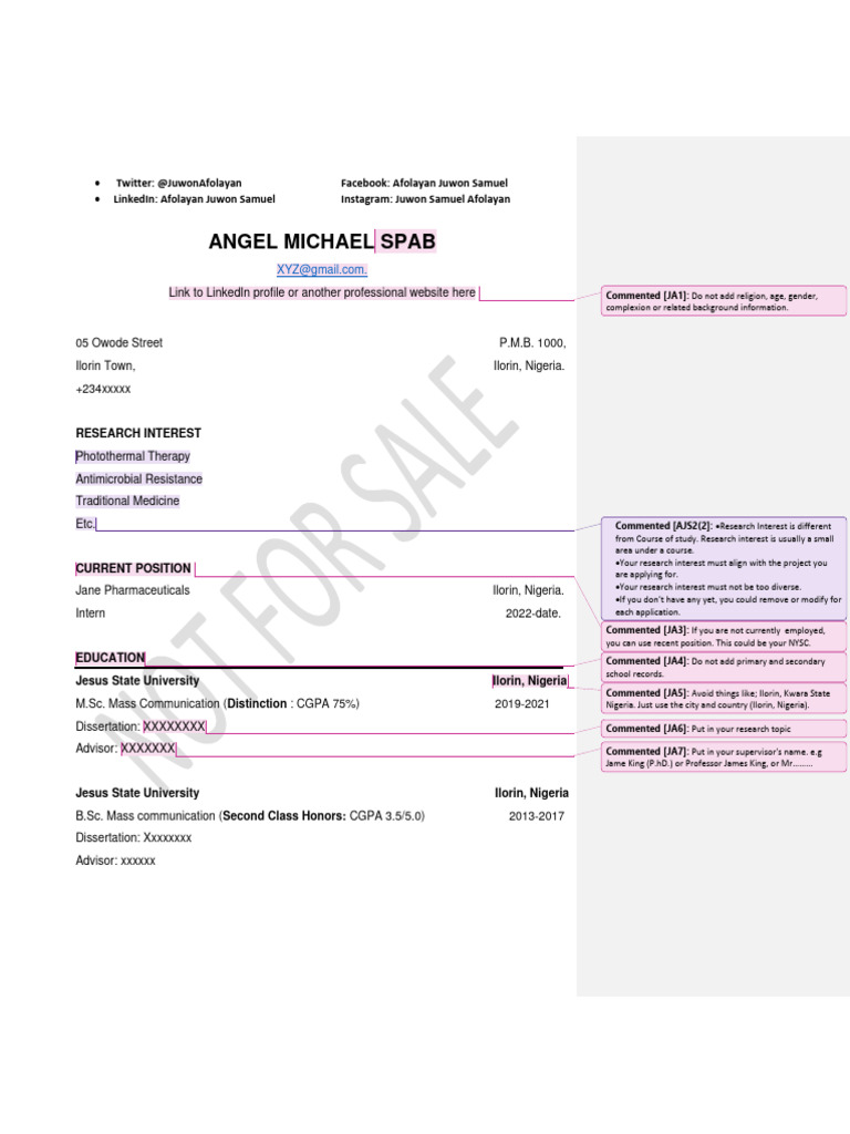 Academic CV Template (Spab) | PDF