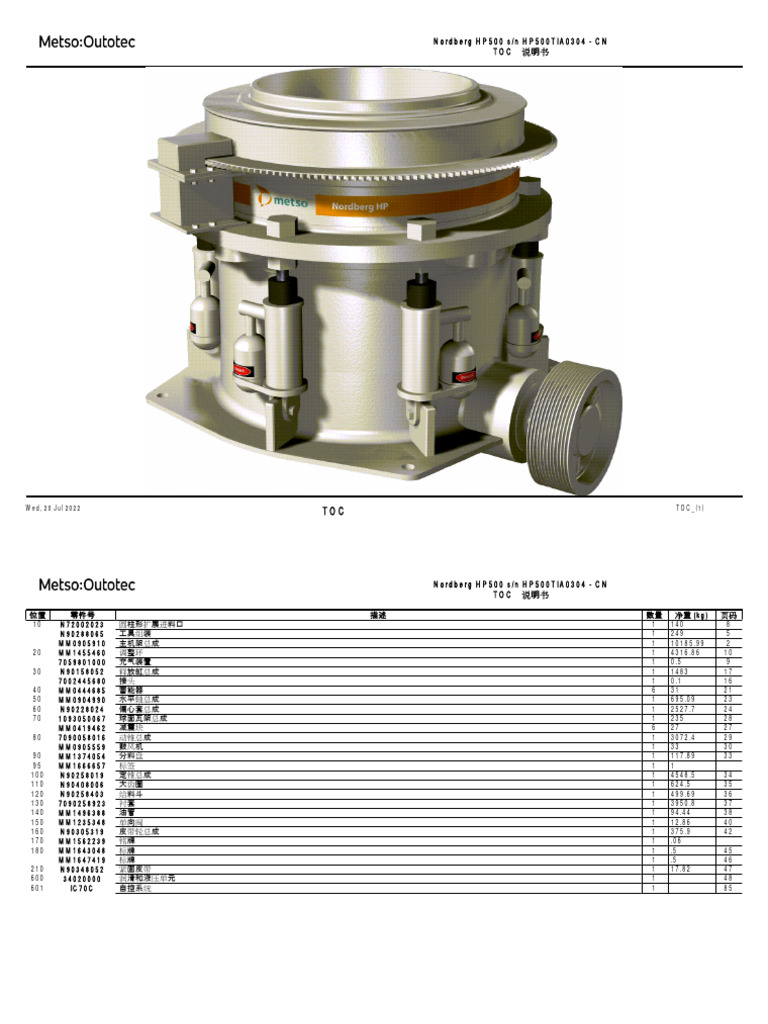 Nordberg Hp500 s n Hp500tia0304 细碎cn | PDF
