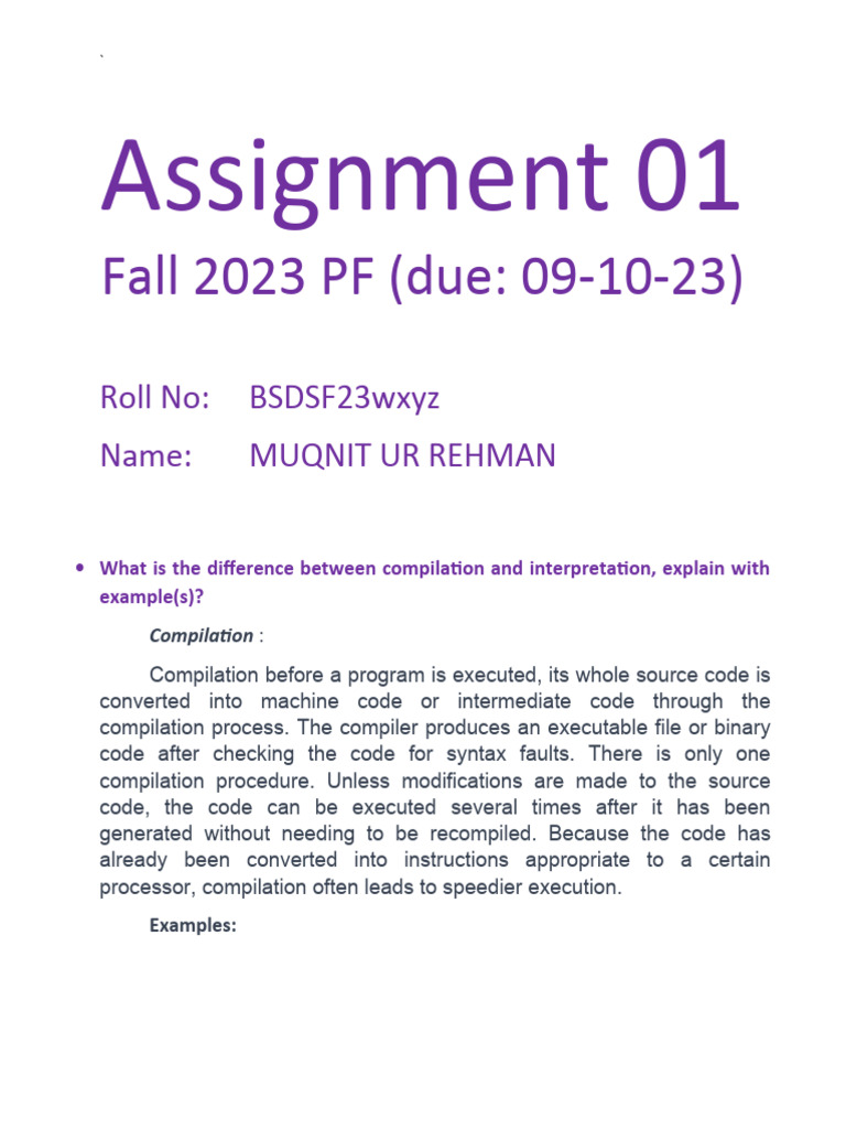 Muqnit Ur Rehman - Assignment - 1 | PDF | Compiler | Source Code
