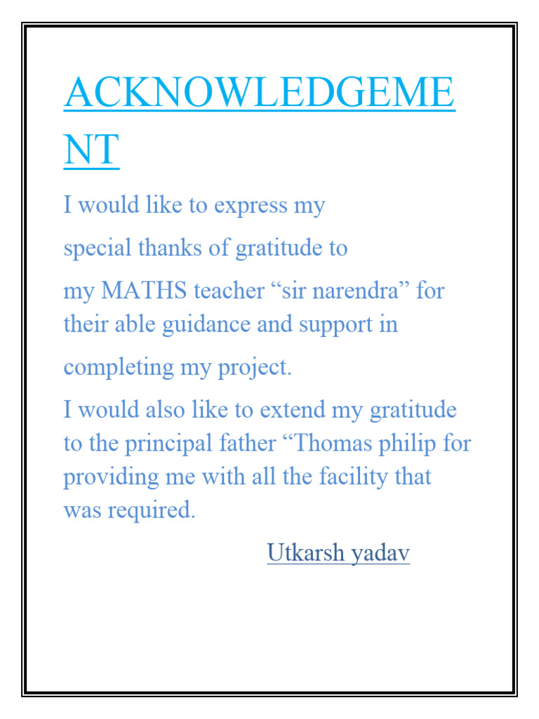 Mathematics Acknowledgement | PDF