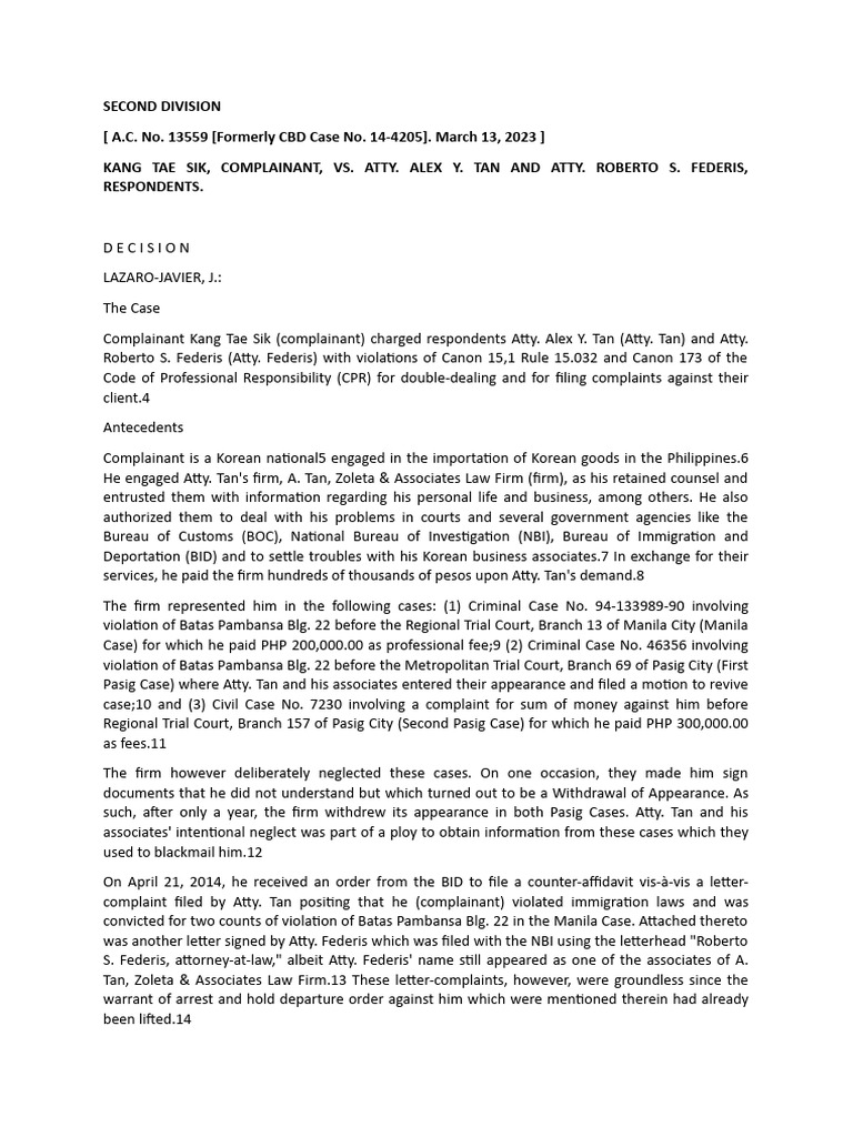 Disbarment Case Against Atty. Tan | PDF | Conflict Of Interest | Burden ...